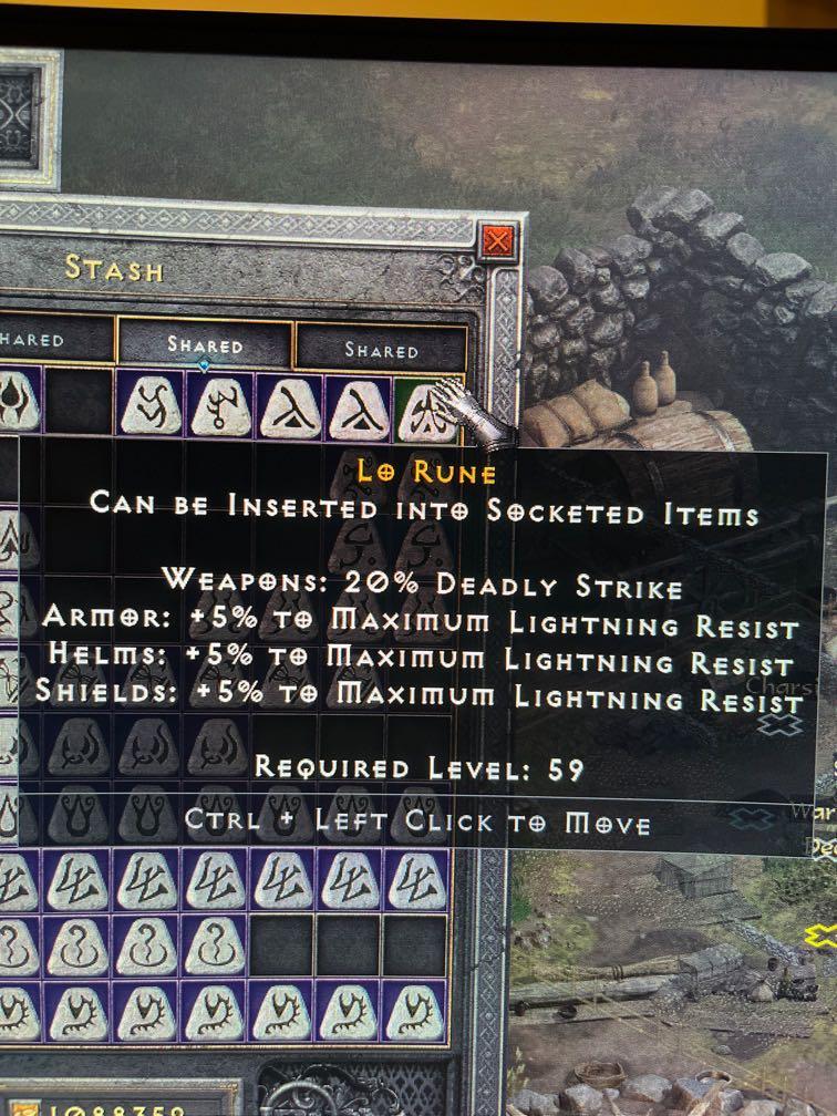 (Diablo 2 Res) Lo Rune, Video Gaming, Gaming Accessories, In-Game ...