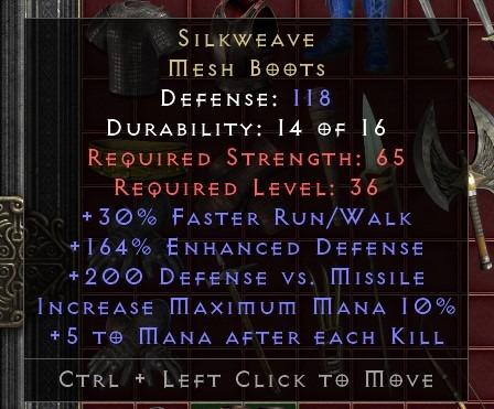 Diablo 2 Silkweave Mesh Boots Super good defensive boots, Video Gaming, Gaming Accessories, In ...