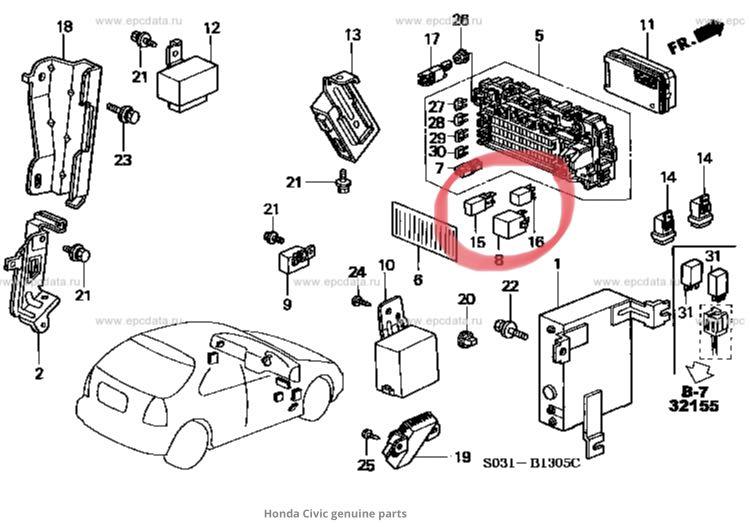 EK9 Power Relays (Main Fuse & Joint Box Assy), Car Accessories ...