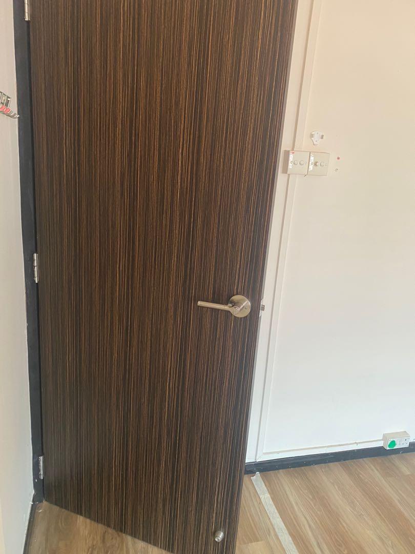Solid wooden door for Standard HDB room, Furniture & Home Living ...