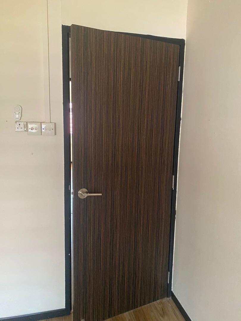 Solid wooden door for Standard HDB room, Furniture & Home Living ...