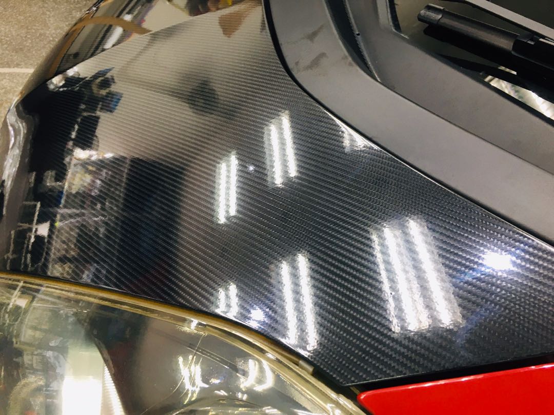 Honda Fit bonnet gloss carbon wrap, Car Accessories, Accessories on ...