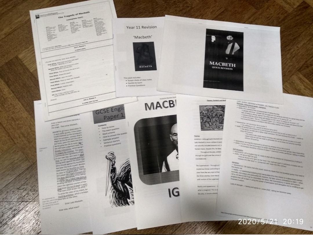 IGCSE literature Macbeth notes, Hobbies & Toys, Books & Magazines ...