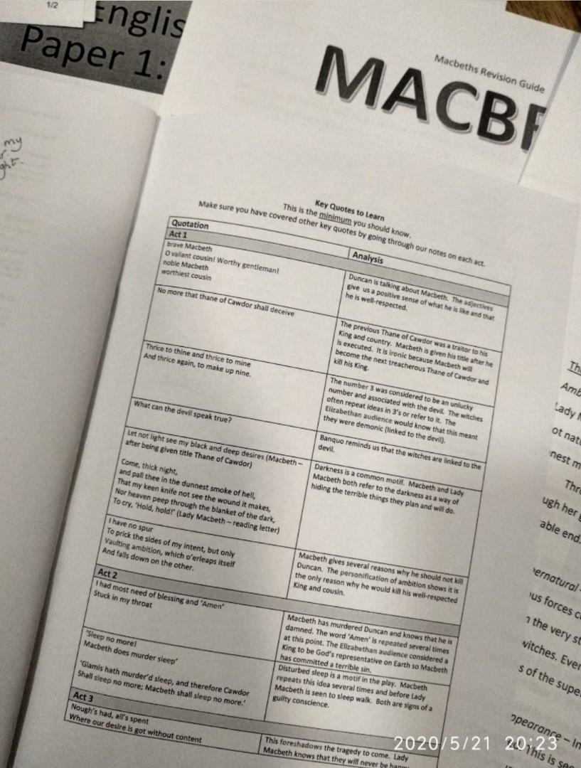 IGCSE literature Macbeth notes, Hobbies & Toys, Books & Magazines ...