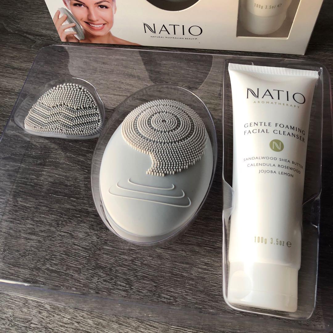 Natio Aromatherapy Sonic Facial Cleansing Brush Set and Gentle Foaming ...