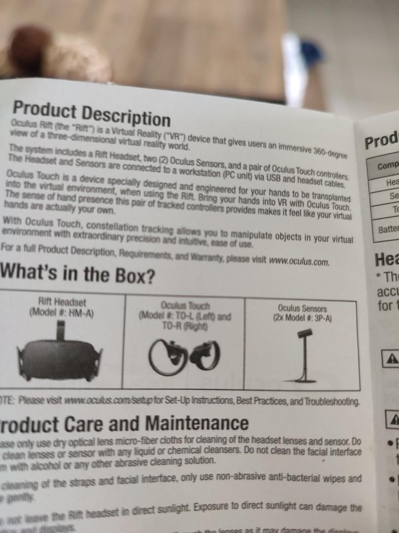 Oculus rift V2 with controller, Video Gaming, Gaming Accessories ...