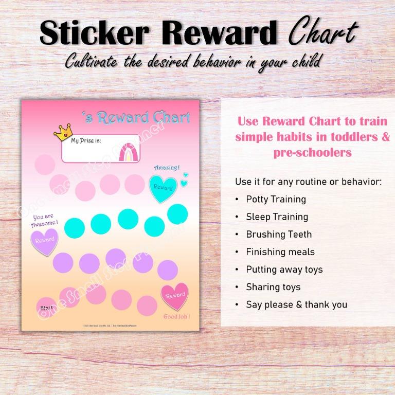 Reward Sticker Chart Kids Reward Chart, Girl Sticker Chart Potty Chart ...