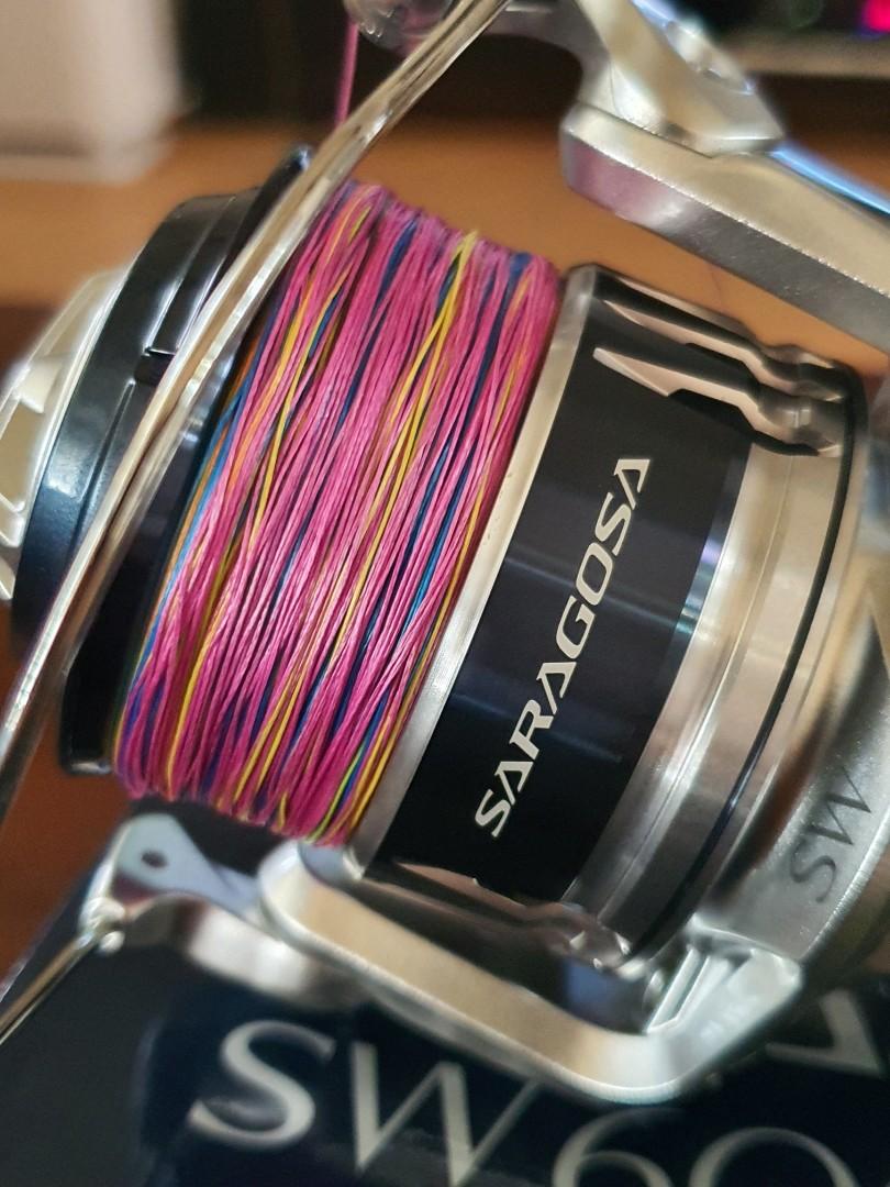 Shimano Saragosa SW6000HG fishing reel with 30 lbs braided line, Sports ...