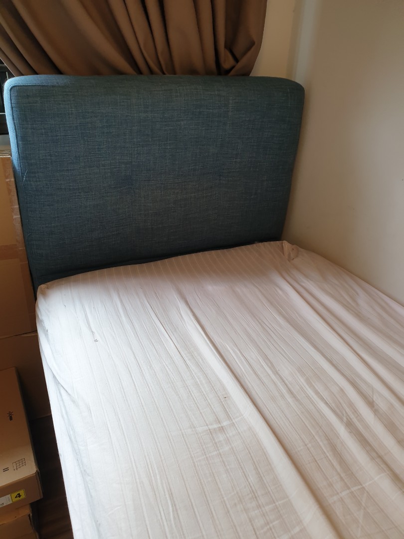 Single Size Storage Bedframe in Blue Denim, Furniture & Home Living ...