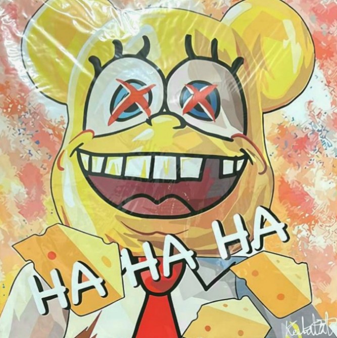 Spongebob-Inspired Kaws Painting, Hobbies & Toys, Stationery & Craft ...