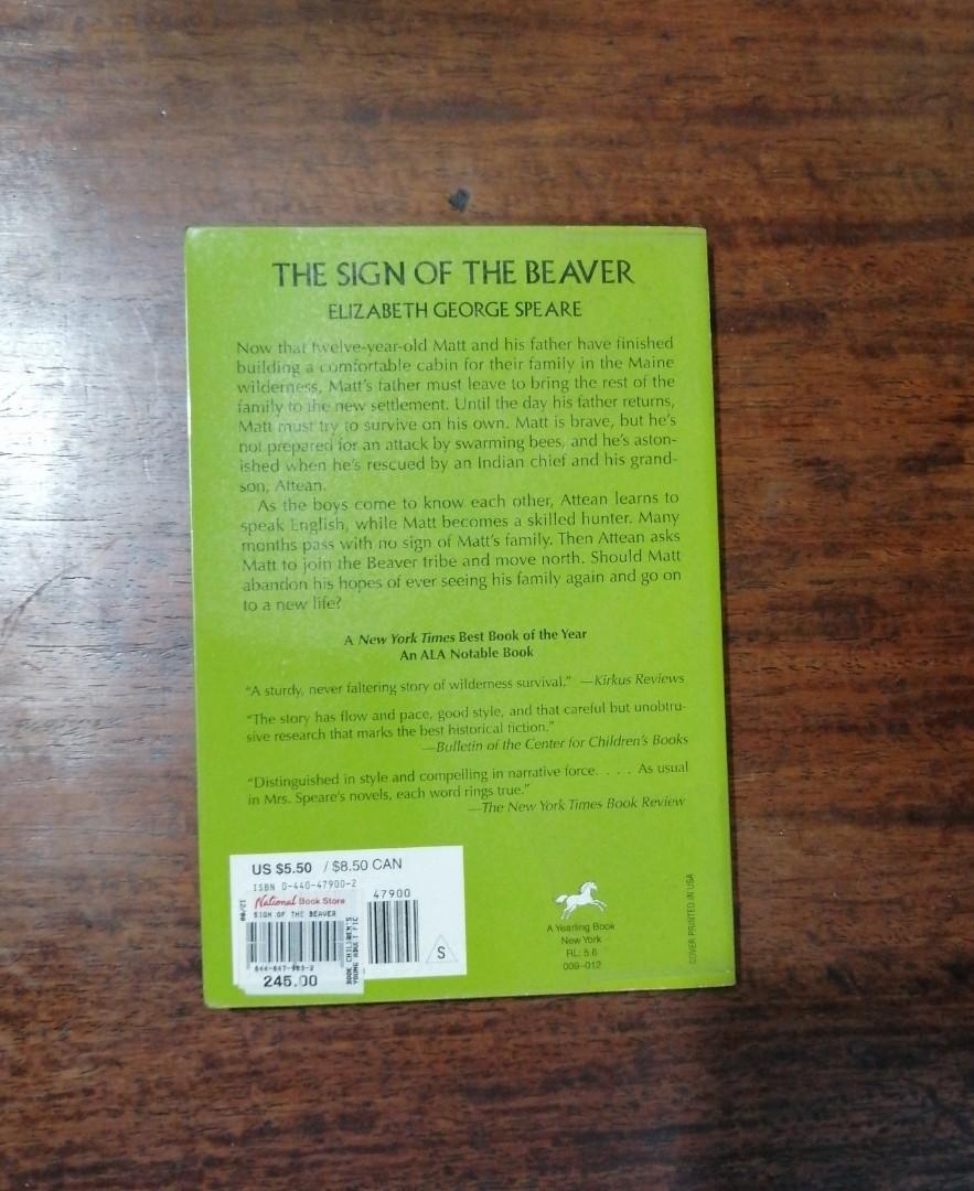 The Sign of the Beaver - Elizabeth George Speare, Hobbies & Toys, Books ...