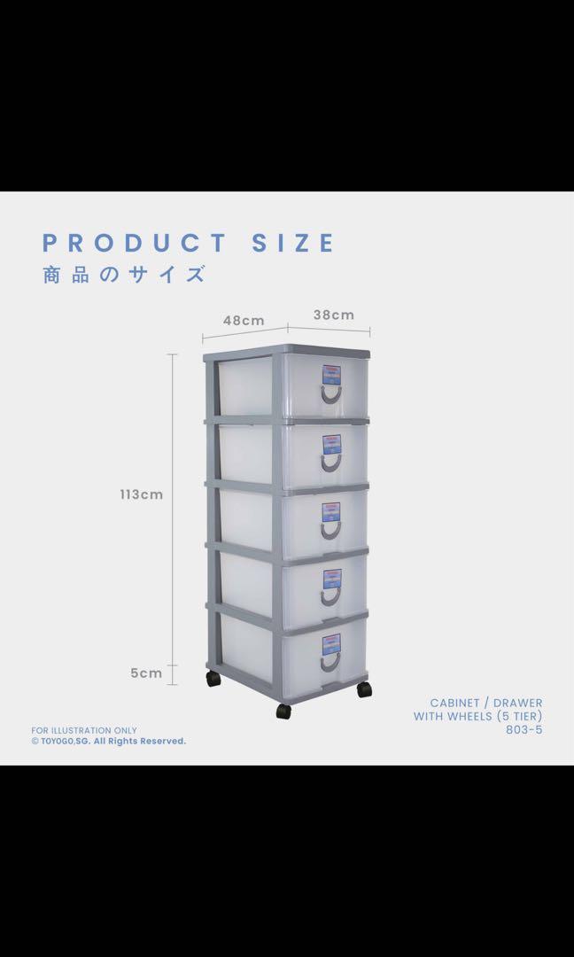Toyogo Plastic Storage Cabinet / Drawer With Wheels (5 Tier) (803-5 ...