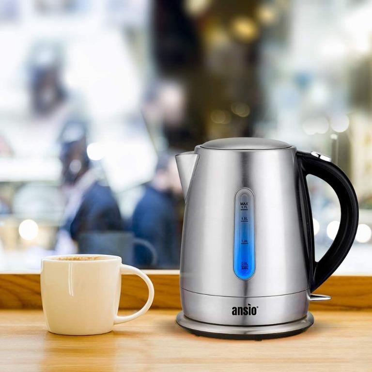 ANSIO Electric Kettle 3000W - 1.7L Cordless, Stainless Steel, Boil Dry ...