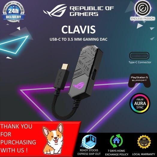 ASUS ROG Clavis USB-C to 3.5 mm gaming DAC with AI Noise-Canceling Mic ...