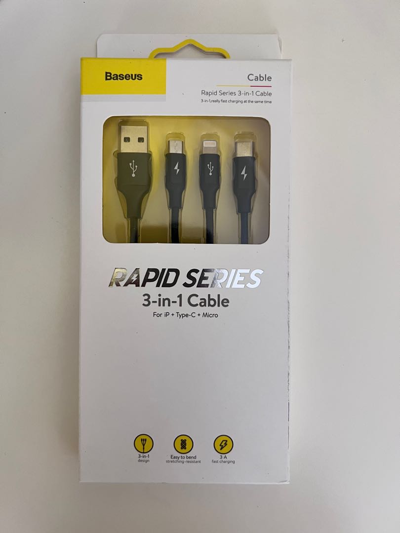 Baseus 3 in 1 Cable, Mobile Phones & Gadgets, Mobile & Gadget ...