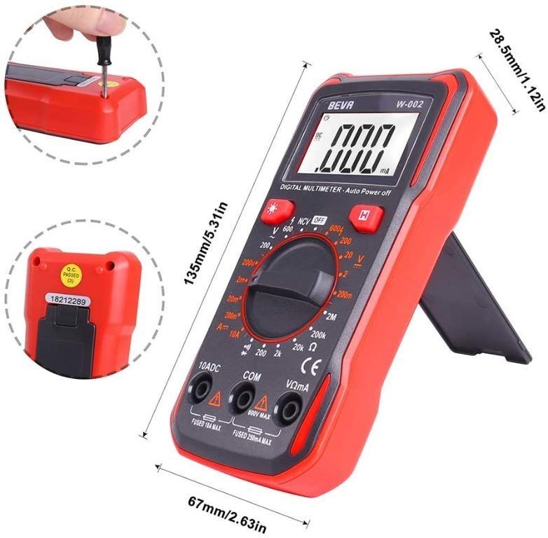 BEVA (W-002) Digital Multimeter Continuity Tester Voltmeter, AC/DC ...