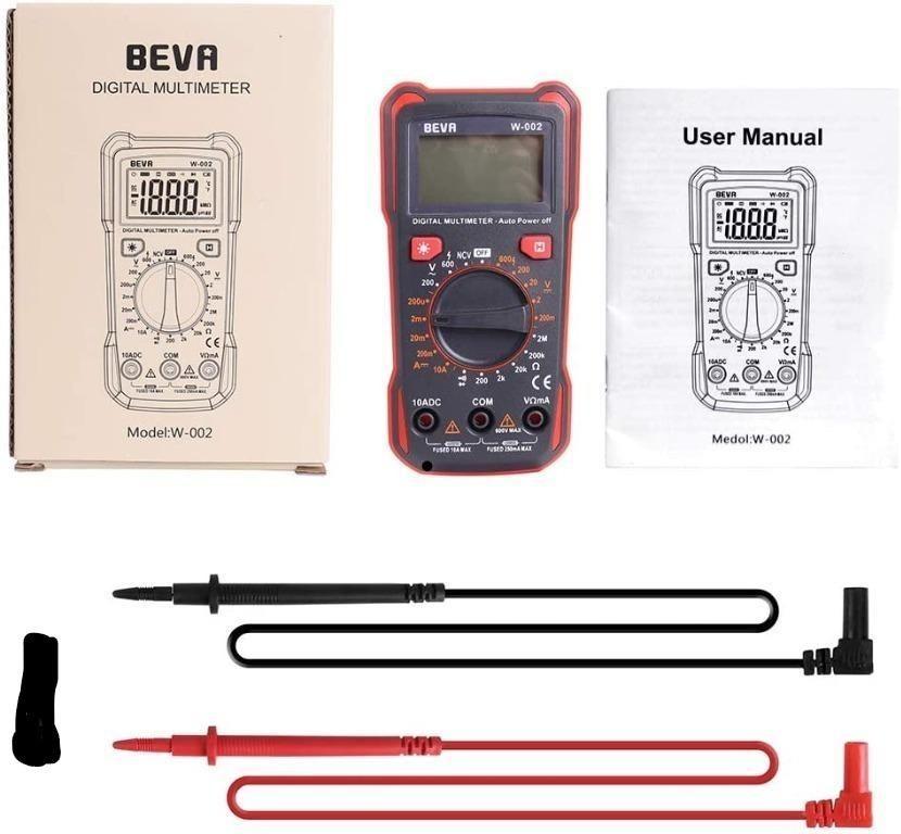 BEVA (W-002) Digital Multimeter Continuity Tester Voltmeter, AC/DC ...