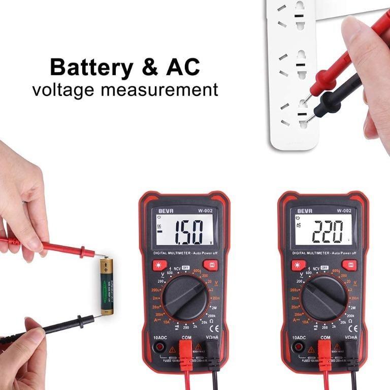 BEVA (W-002) Digital Multimeter Continuity Tester Voltmeter, AC/DC ...