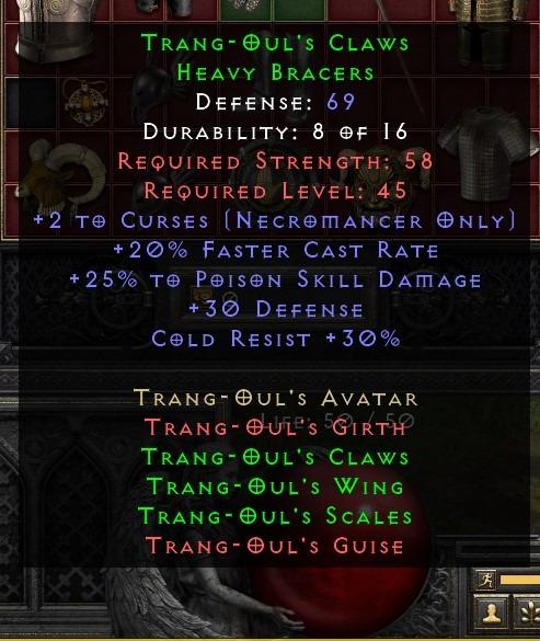 Diablo 2 Trang-Oul's Armor, Glove & Canter Trophy Set Cheap!, Video ...