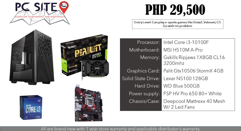 Entry Level Gaming PC (i3 10100F + GTX1050TI), Computers & Tech ...