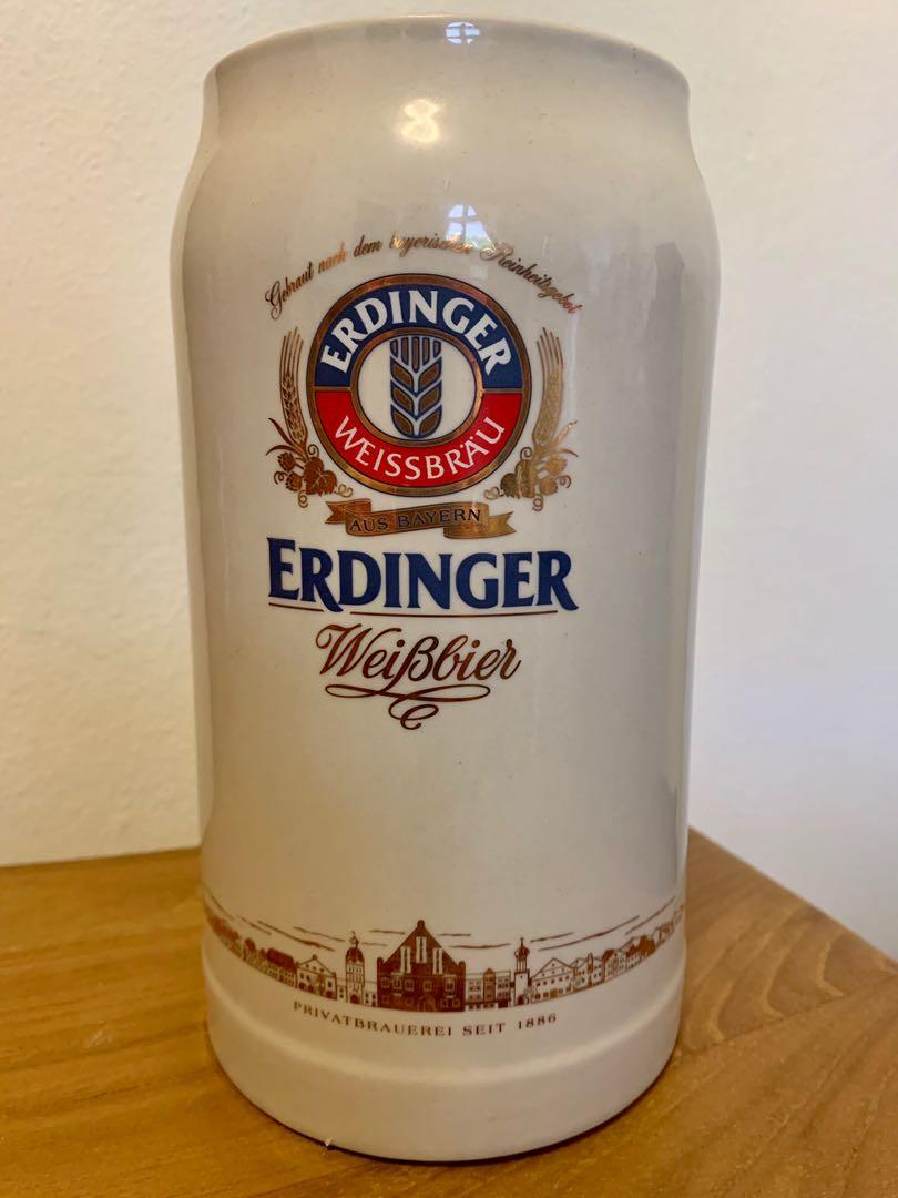 Erdinger Beer Mug / Stein / glass, 1L, Furniture & Home Living ...