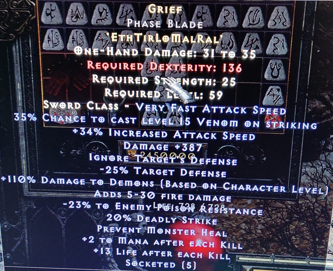 Grief Phase Blade - Diablo 2 Resurrected (D2R), Video Gaming, Gaming ...