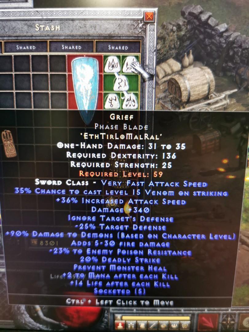 Grief phase blade diablo 2 resurrected d2r, Video Gaming, Gaming ...