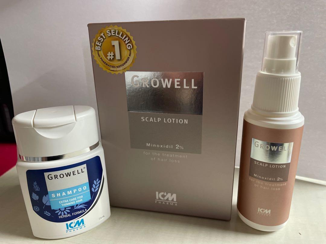 Growell minoxidil 2% (2 boxes) plus shampoo, Beauty & Personal Care ...