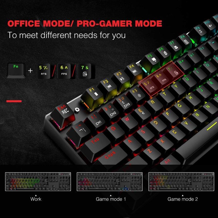 HAVIT Mechanical Gaming Keyboard 105 Keys UK Layout, Blue Switch ...