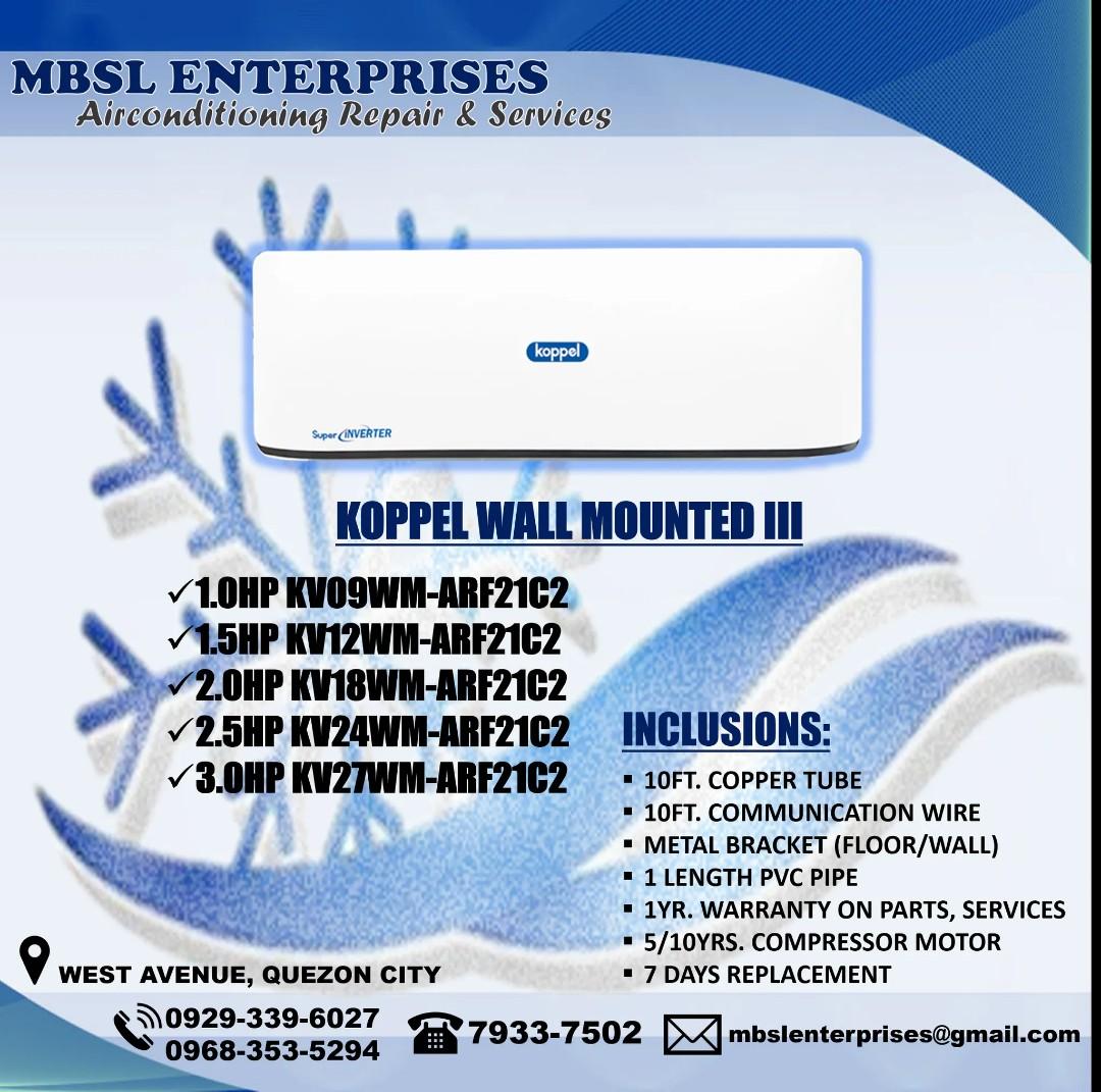Koppel Super Inverter Iii Split Type Aircon With Free Installation Tv