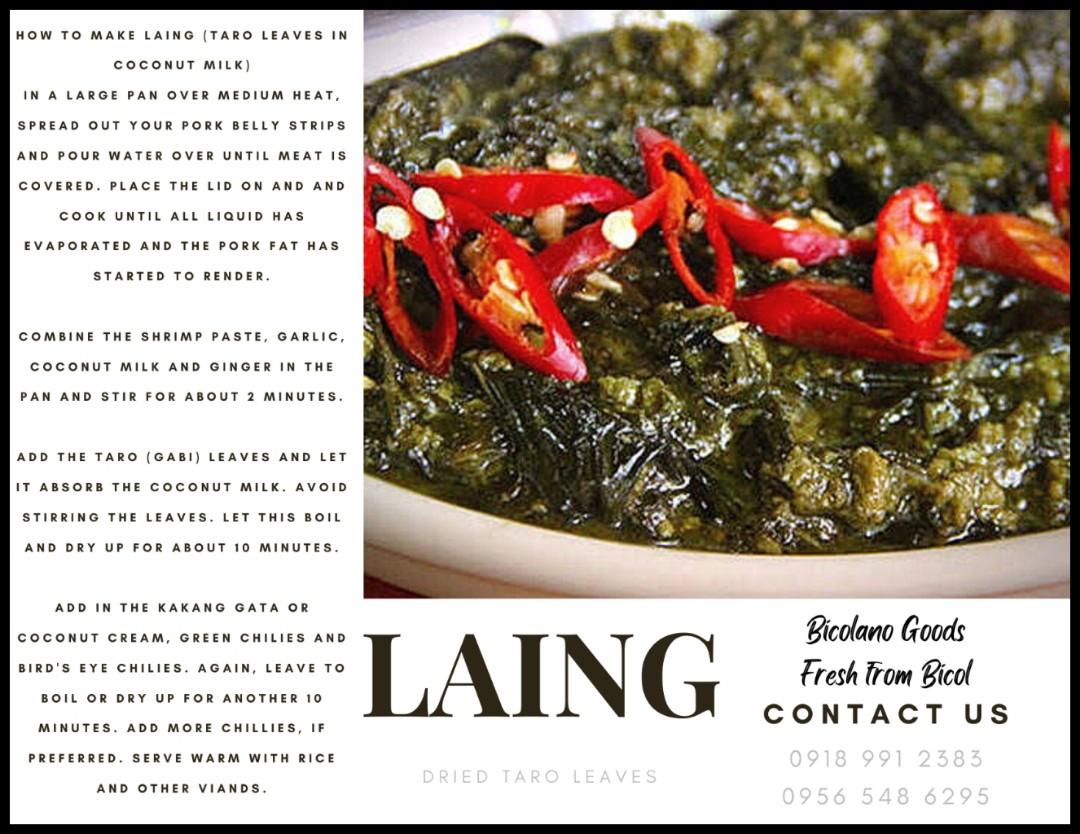 LAING "Dried Taro Leaves" or Dahon ng Gabi from Bicol, Food & Drinks ...