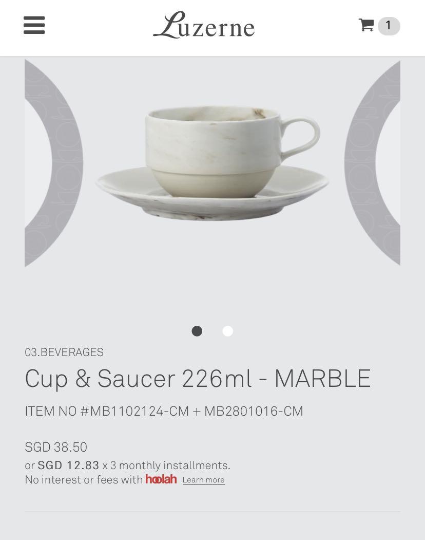Luzerne Cup & Saucer set - MARBLE, Furniture & Home Living, Kitchenware ...