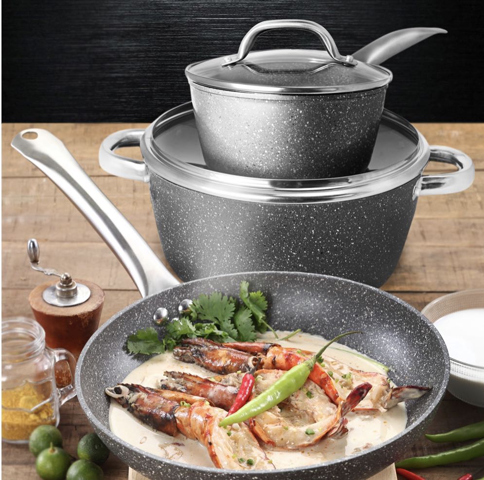 Masflex 5 Piece Stone Forged Induction Non-Stick Cookware Set ...