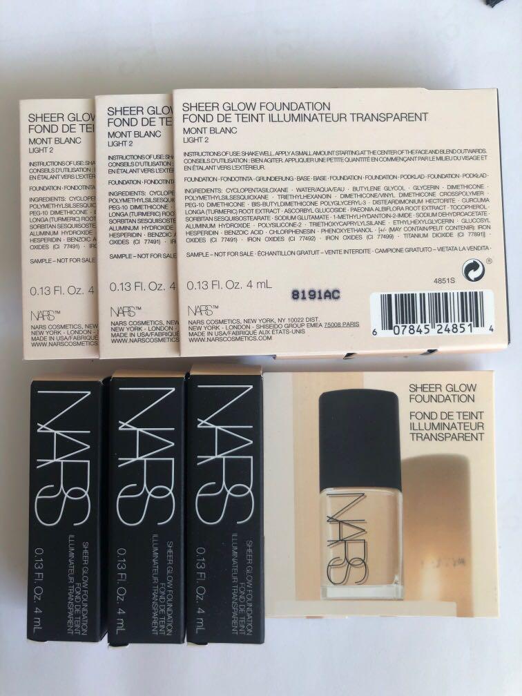 Nars Foundation 4ml Sheer Glow Foundation Mont Blanc Light 2 美容＆化妝品