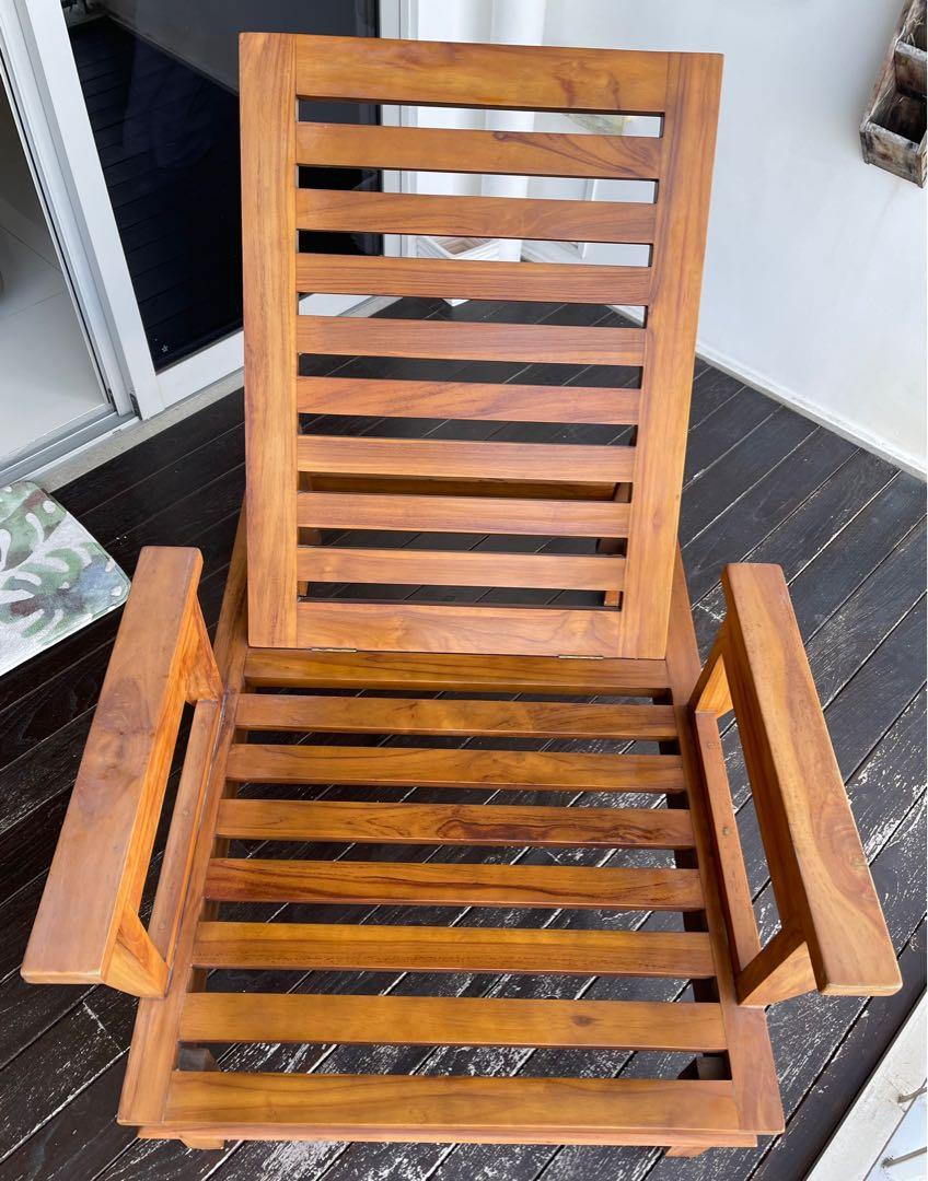 Teakwood inclining chair, Furniture & Home Living, Outdoor Furniture on ...
