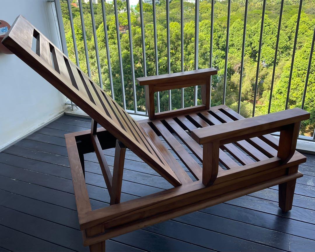 Teakwood inclining chair, Furniture & Home Living, Outdoor Furniture on ...