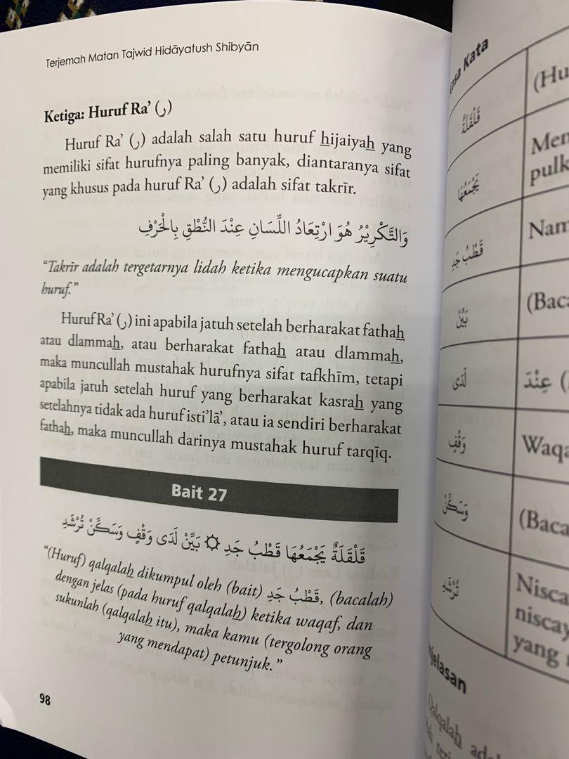 Terjemah Matan Tajwid Hidayatush Shibyan - Dilengkapi dengan Penjelasan ...