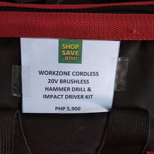 Workzone Cordless 20V Brushless Hammer Drill & Impact Driver Kit ...