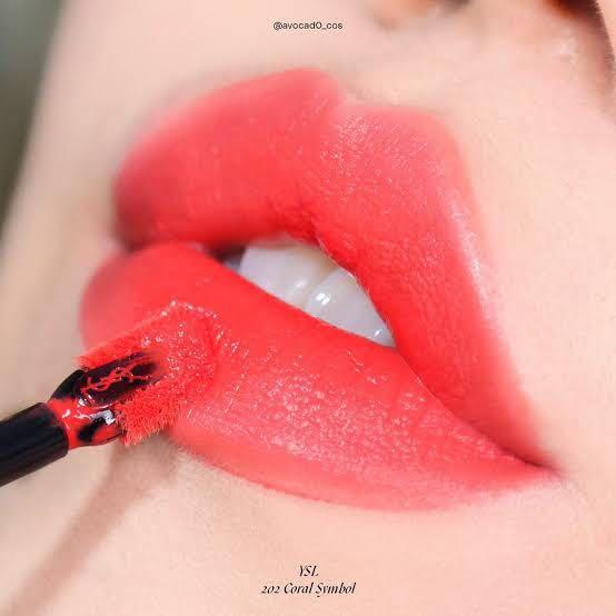 Ysl Tatouage Couture Velvet Matte Stain Cream 202 Coral Symbol Lip Liquid Lipstick Kesehatan