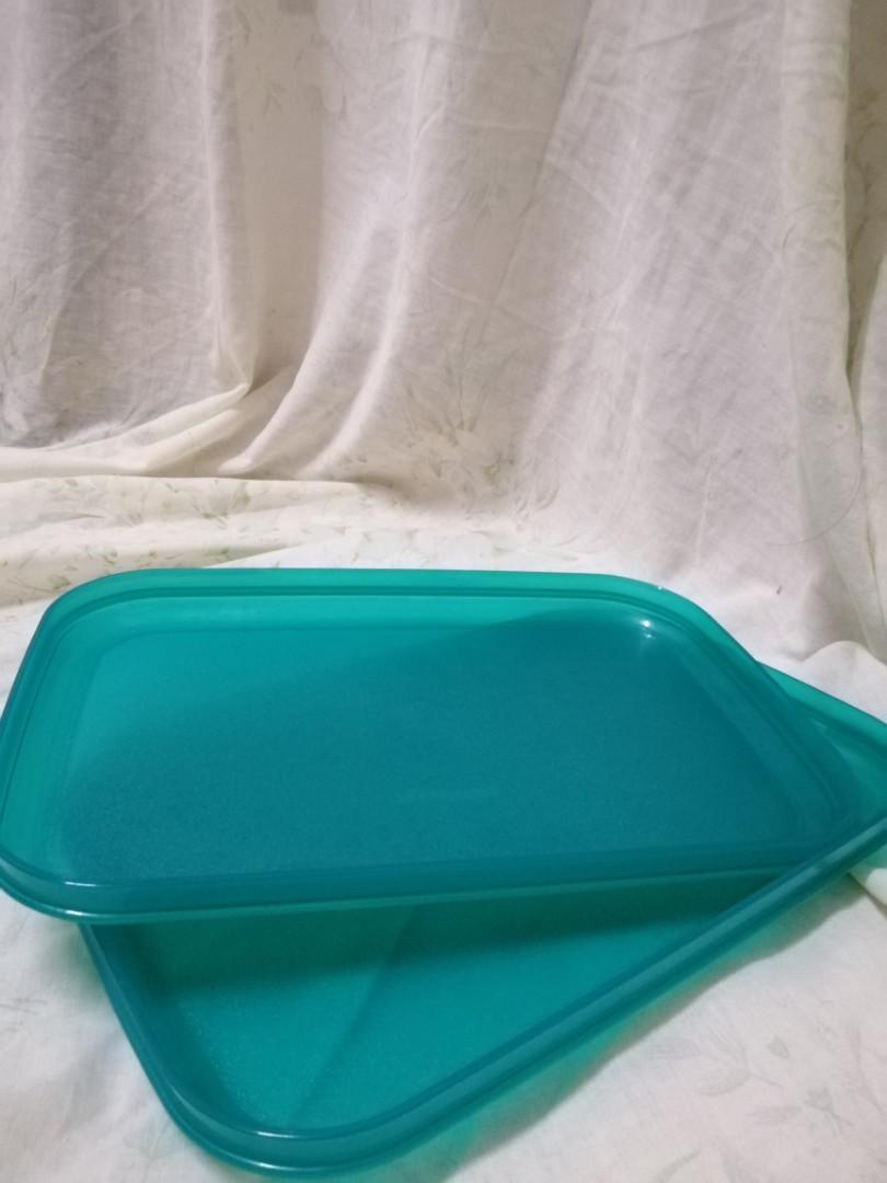2 Tupperware Rectangular Stackable Plates Trays (Turquoise), Furniture ...