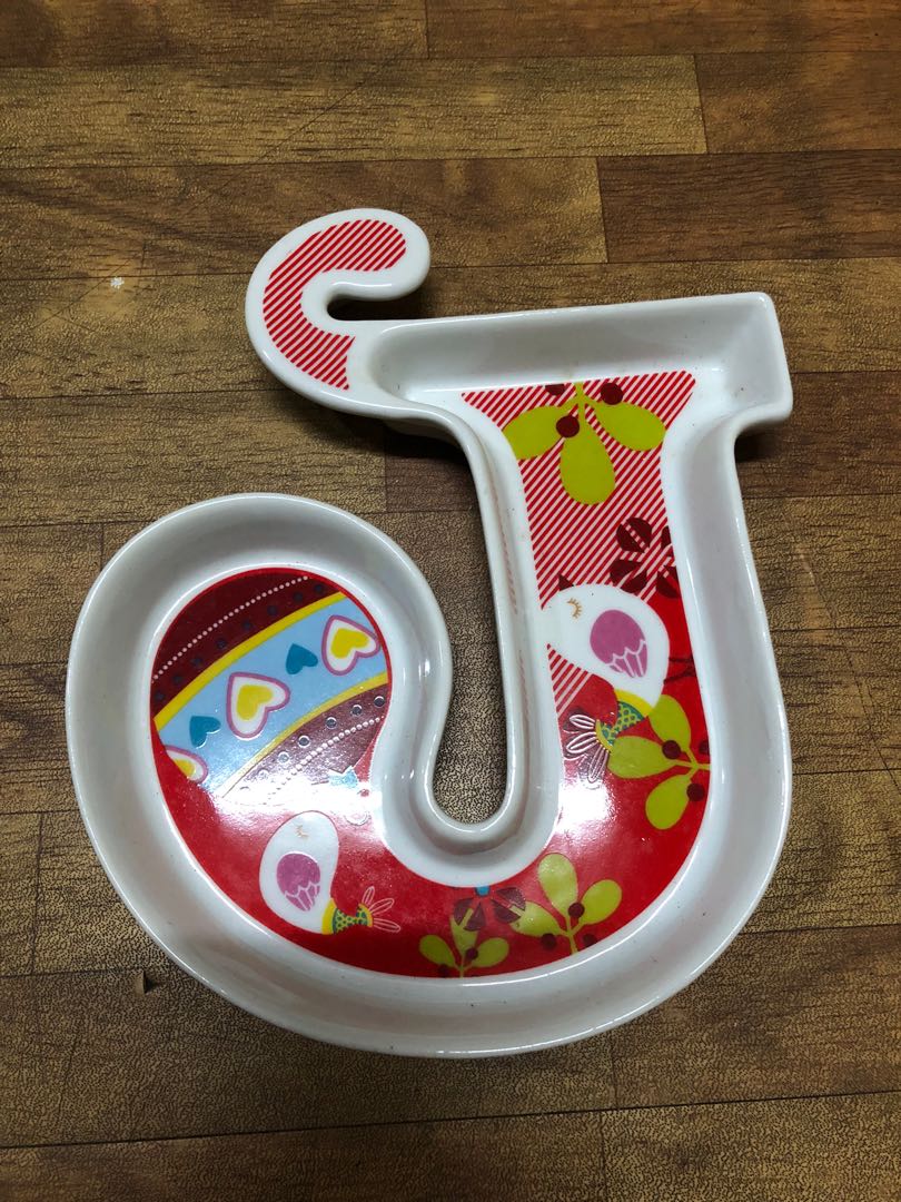 Candy holder ceramic Letter J Holiday design, Furniture & Home Living ...