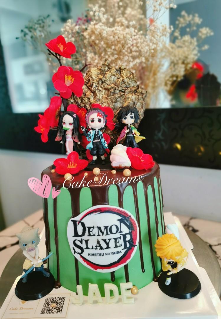 Demon slayer theme cake, Food & Drinks, Homemade Bakes on Carousell