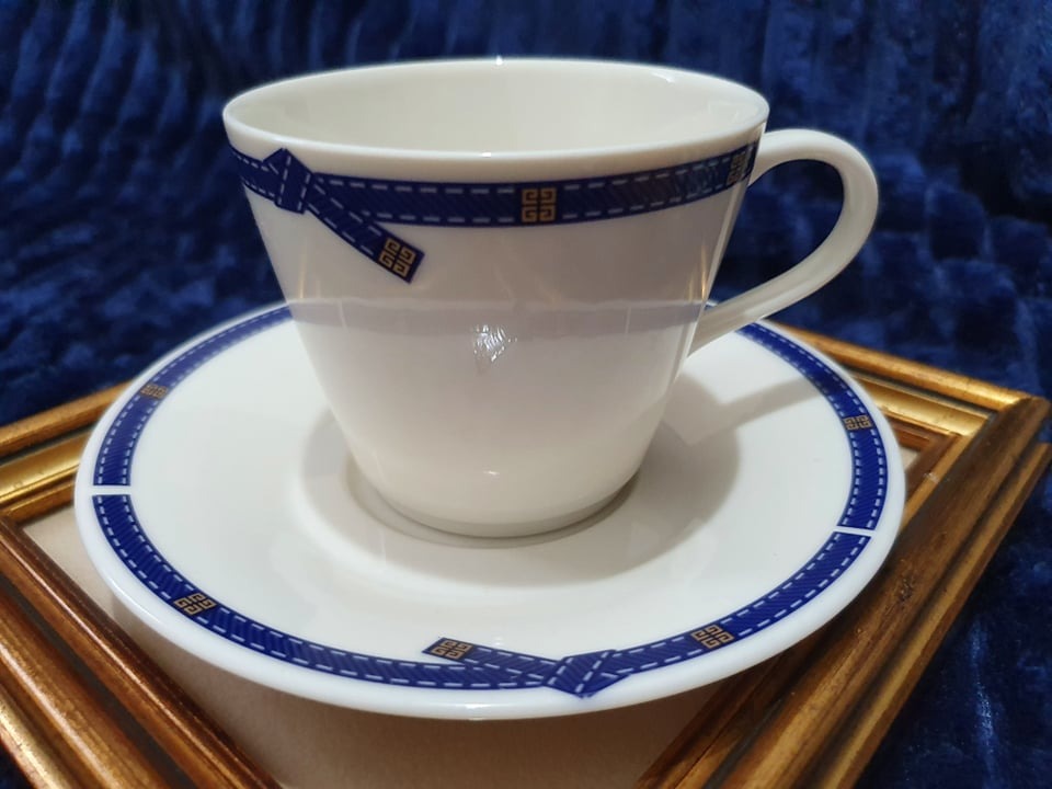 Givenchy Cups and Saucers Blue Ribbon Design, Furniture & Home Living ...