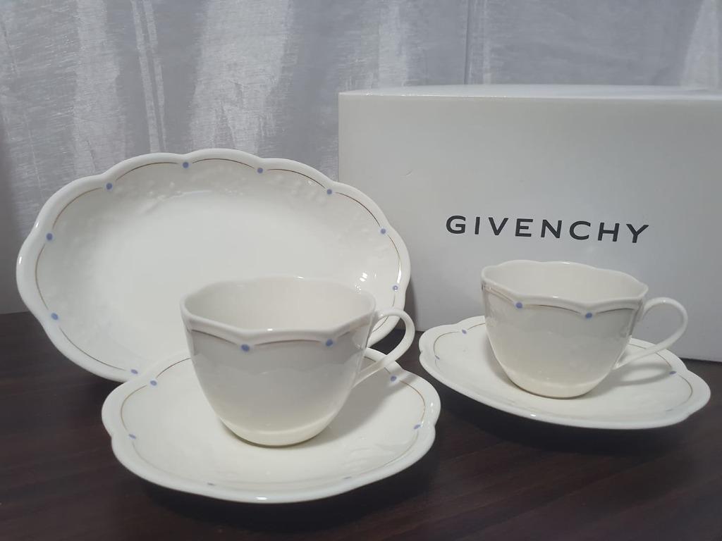 Givenchy cups and saucers with biscuit tray, Furniture & Home Living ...