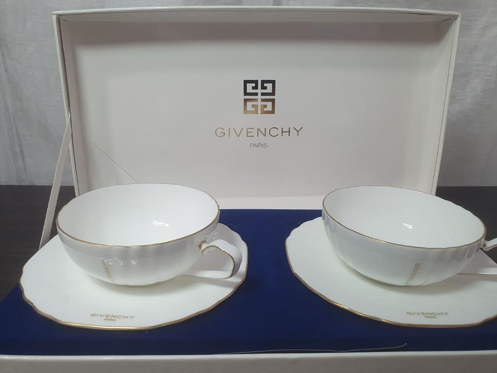 Givenchy widemouth cups and saucers White and gold design, Furniture ...