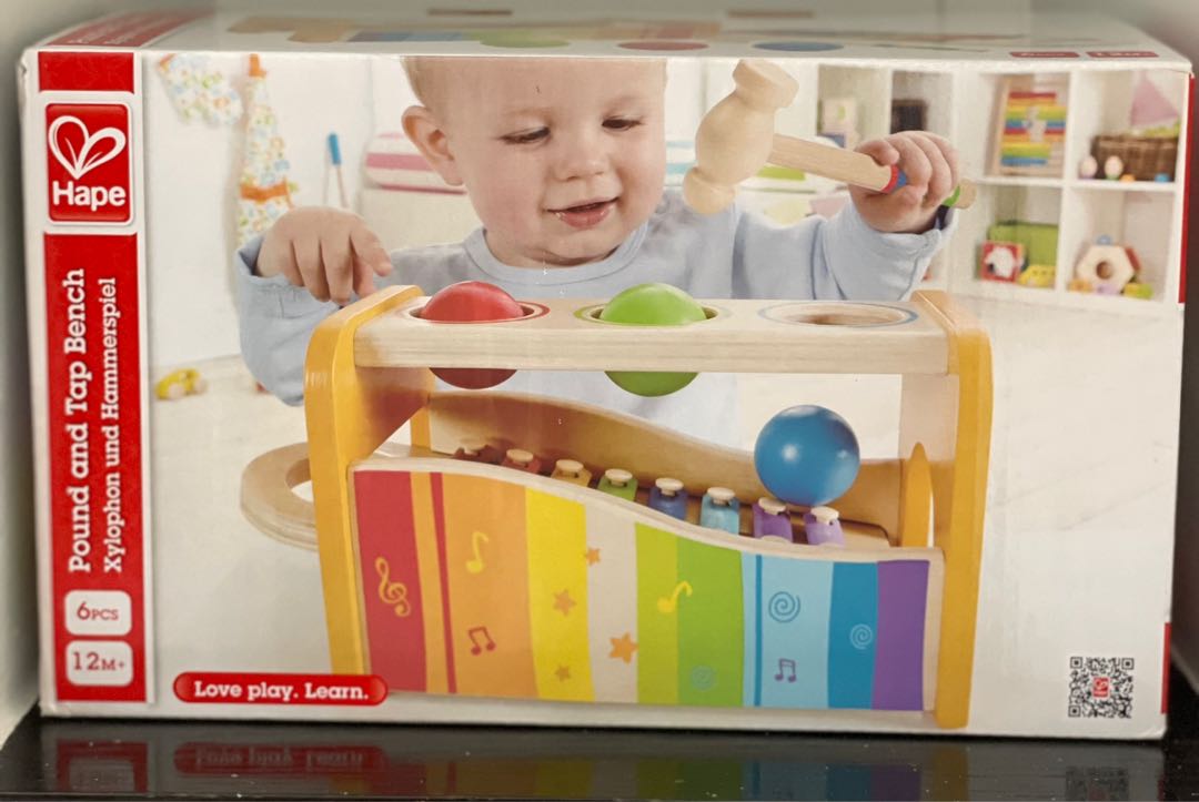 Hape Pound and Tap Bench with Slide Out Xylophone (brand new!), Babies ...