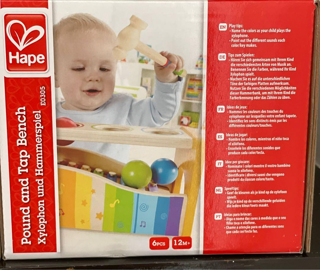 Hape Pound and Tap Bench with Slide Out Xylophone (brand new!), Babies ...