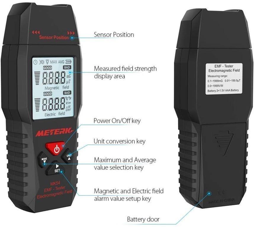 {JJ247} Meterk EMF Detector Dosimeter Tester, Furniture & Home Living ...