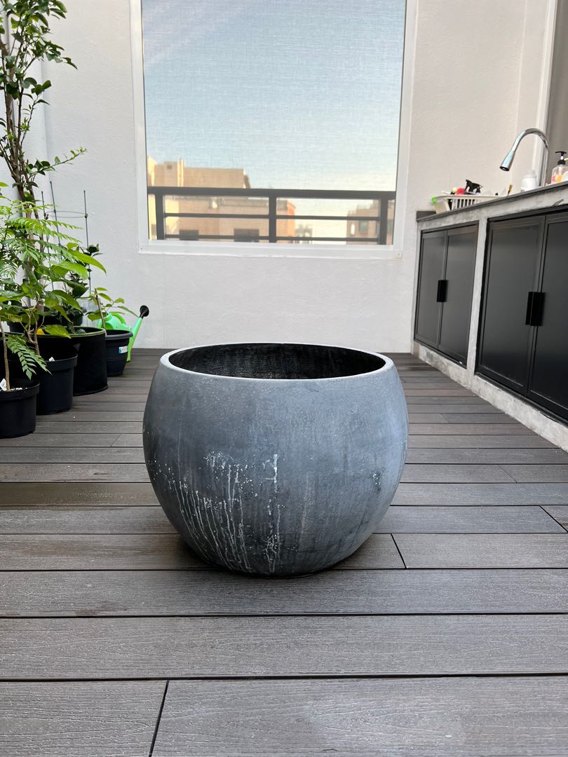 Large circular cement pot, Furniture & Home Living, Gardening, Pots ...