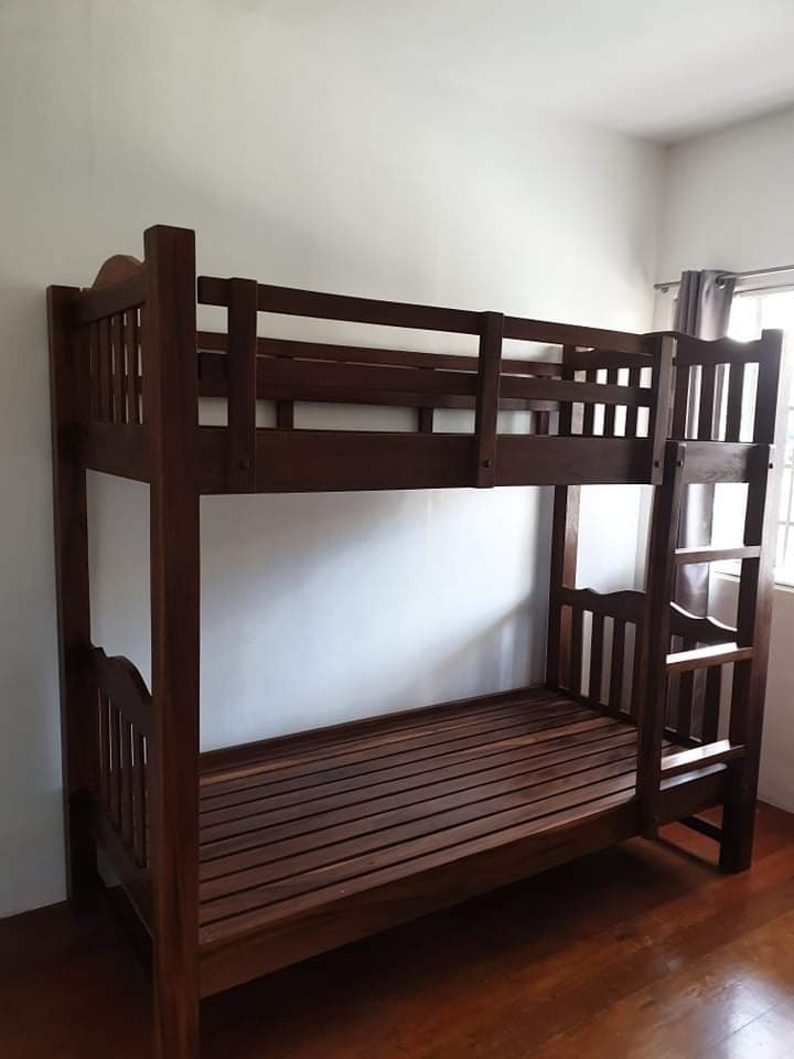 Mahogany Double Deck Bed Frame, Furniture & Home Living, Furniture, Bed ...